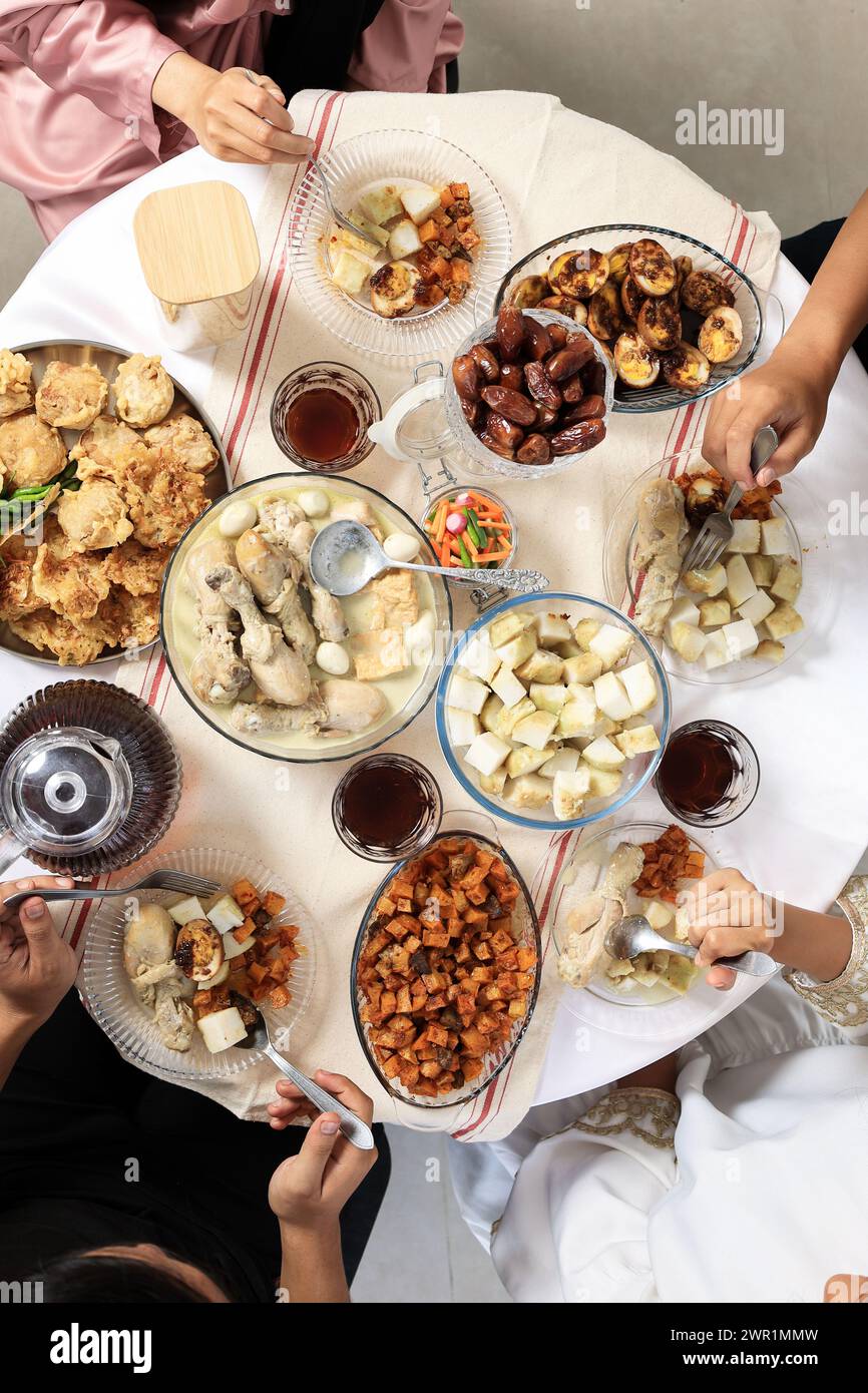 Top View Ramadan Dinner Breaking the Fast Iftar Menu or Buka Puasa ...