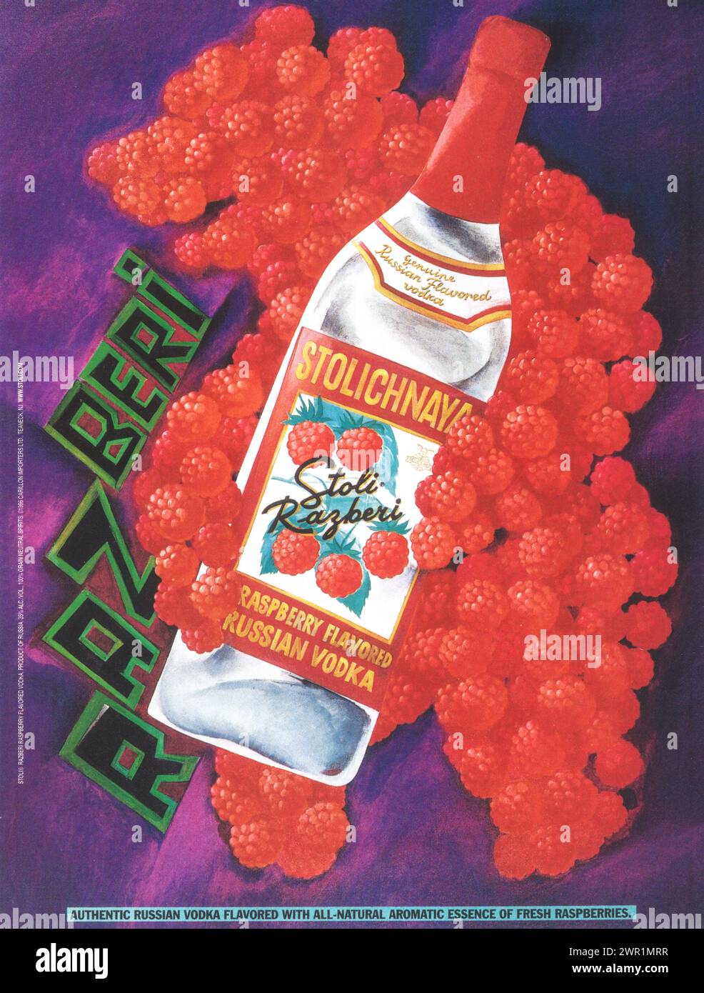1990s Stolichnaya Stoli Razberi raspberry vodka print ad. Artwork by ...