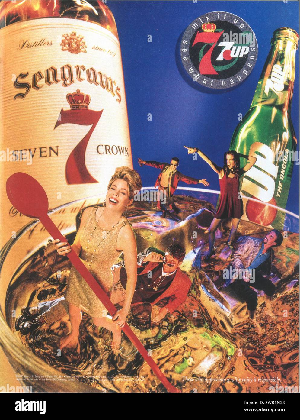 1995 Seagrams' Whisky & 7UP print ad Stock Photo - Alamy