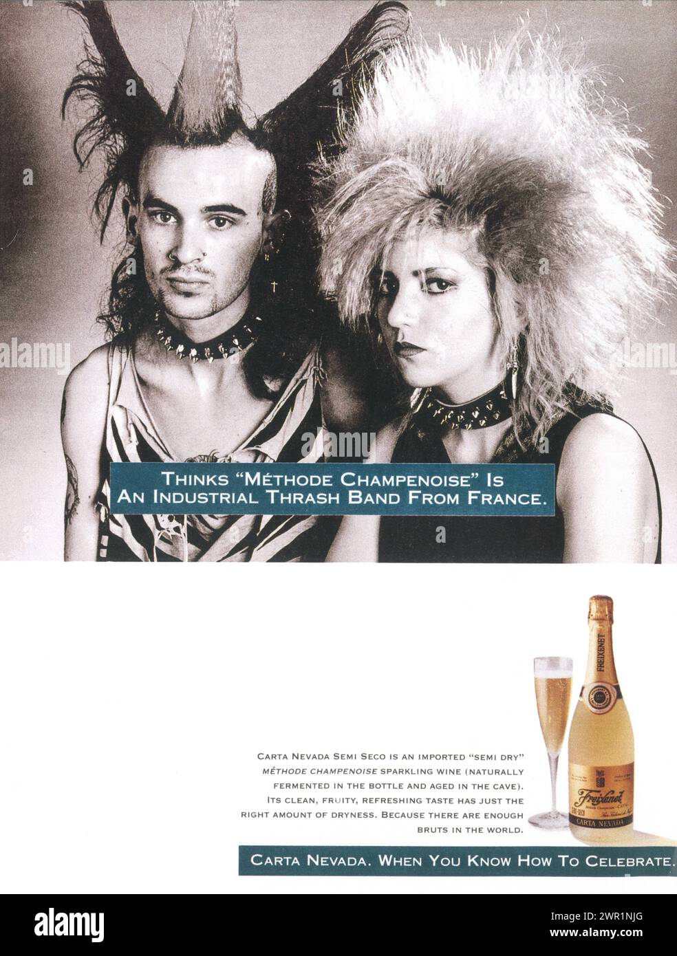 1990s Carta Nevada Semi Seco La méthode champenoise a sparkling dry white wine print ad Stock ...