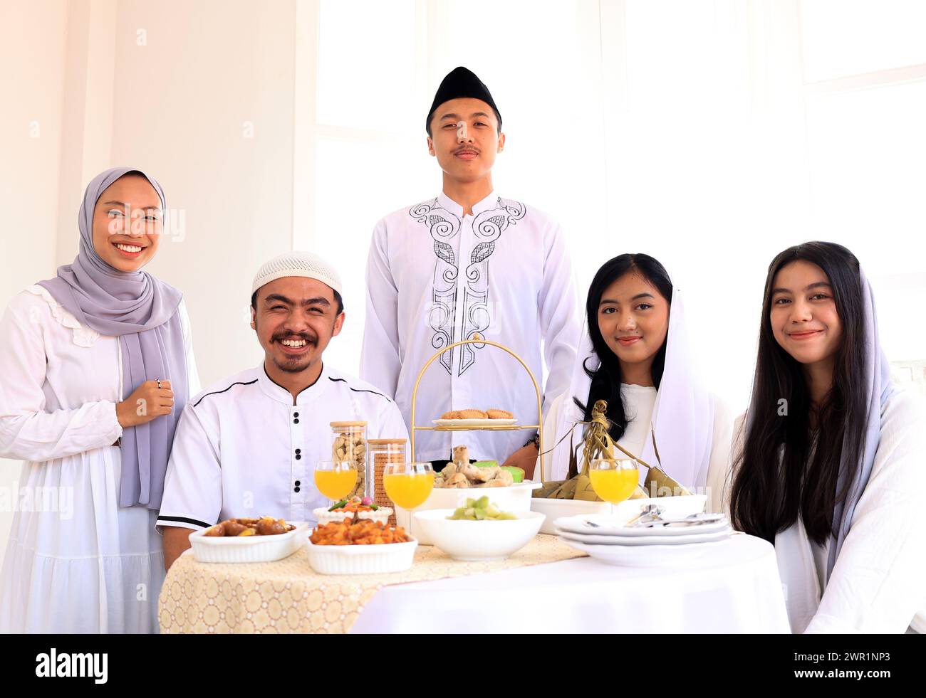 Eid Mubarak Muslim Family Having Iftar dinner Eating Traditional Food ...