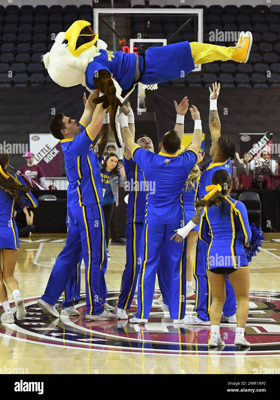 EVANSVILLE, IN - MARCH 09: Morehead State Eagles mascot Beaker (35) is ...