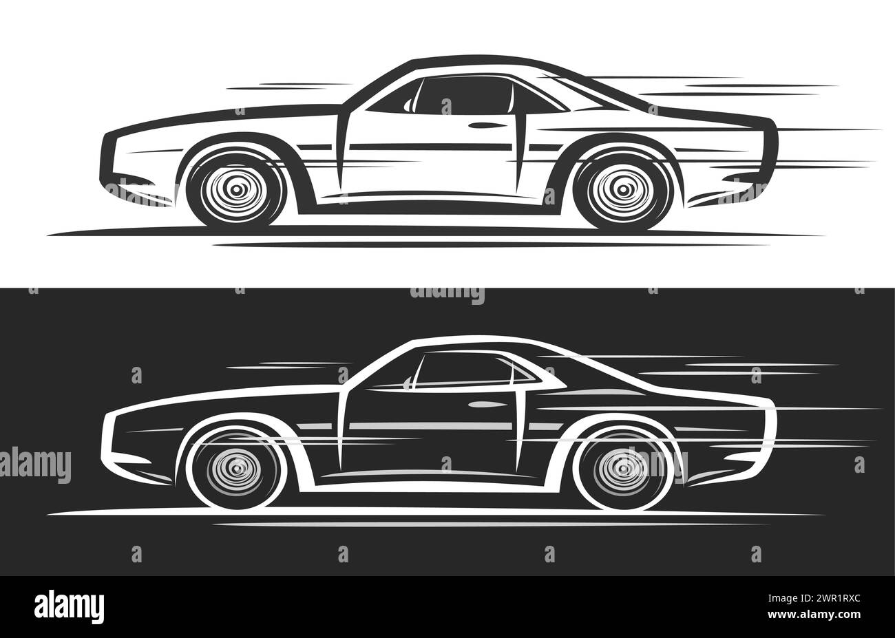 Vector logo for Muscle Car, horizontal decorative automotive banners ...