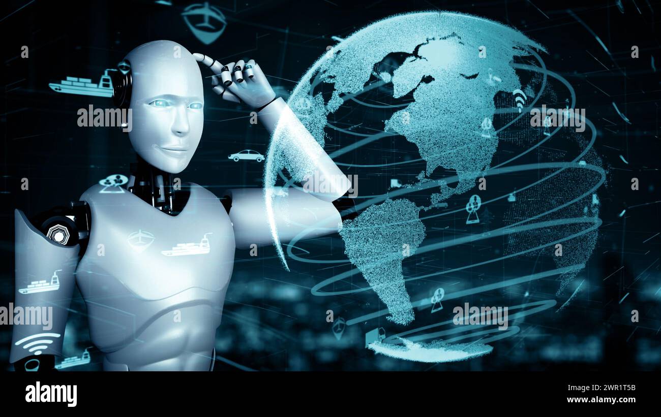 XAI 3d illustration Futuristic robot artificial intelligence huminoid ...