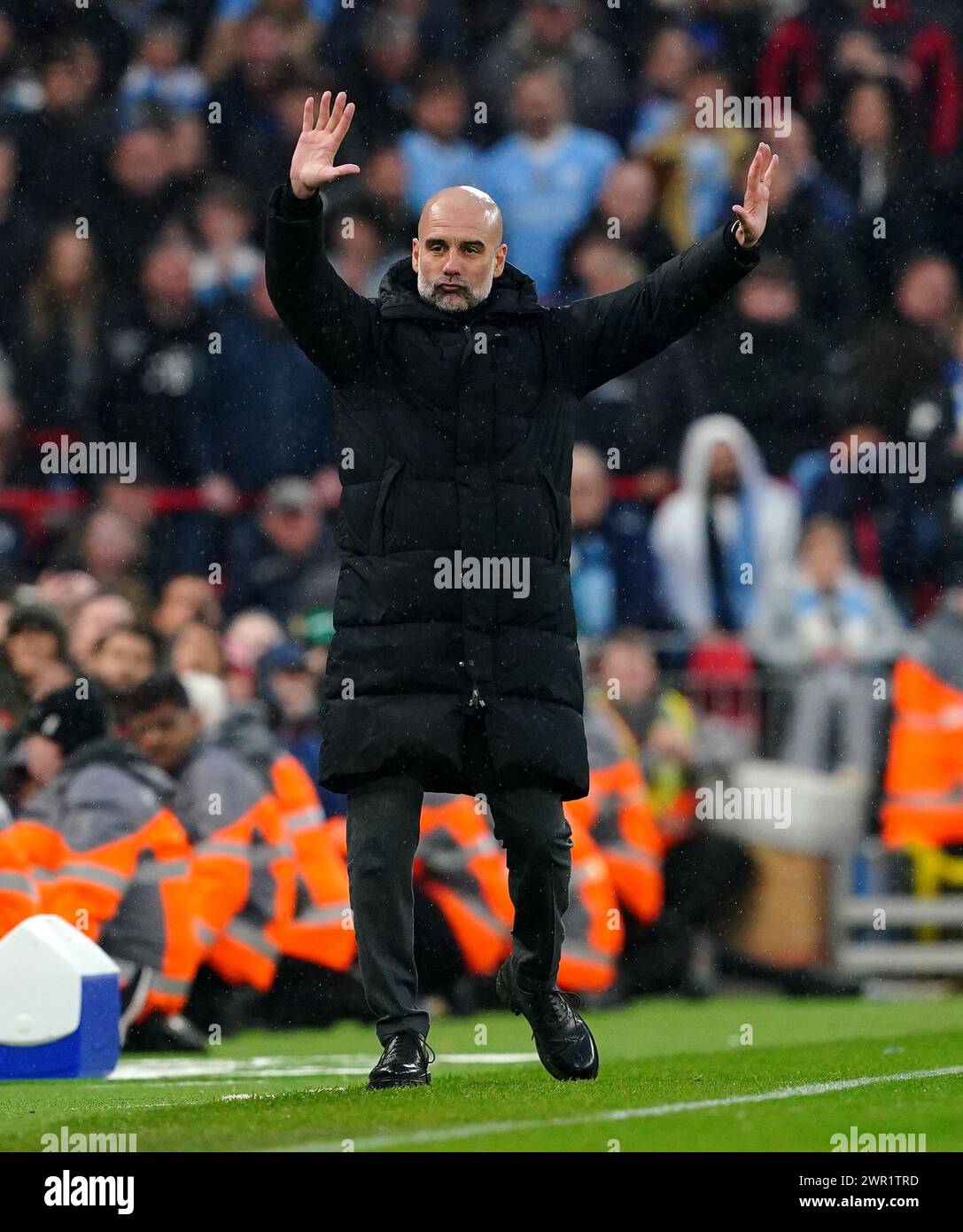 Manchester city manager pep guardiola on the touchline during the ...