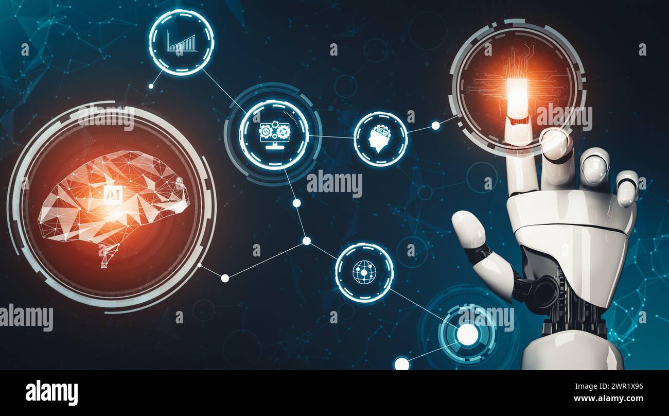 XAI 3D rendering futuristic droid robot technology development ...