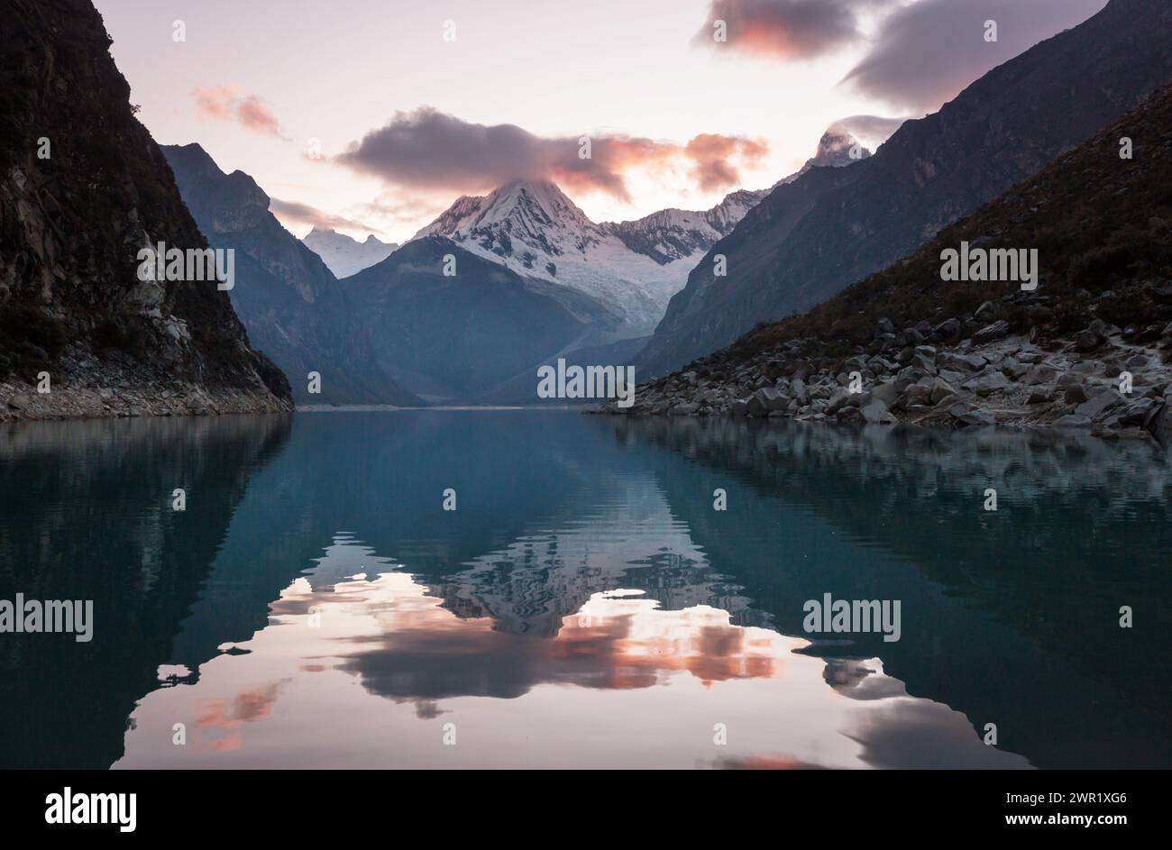 Beautiful lake Paron in Cordillera Blanca, Peru, South America Stock ...