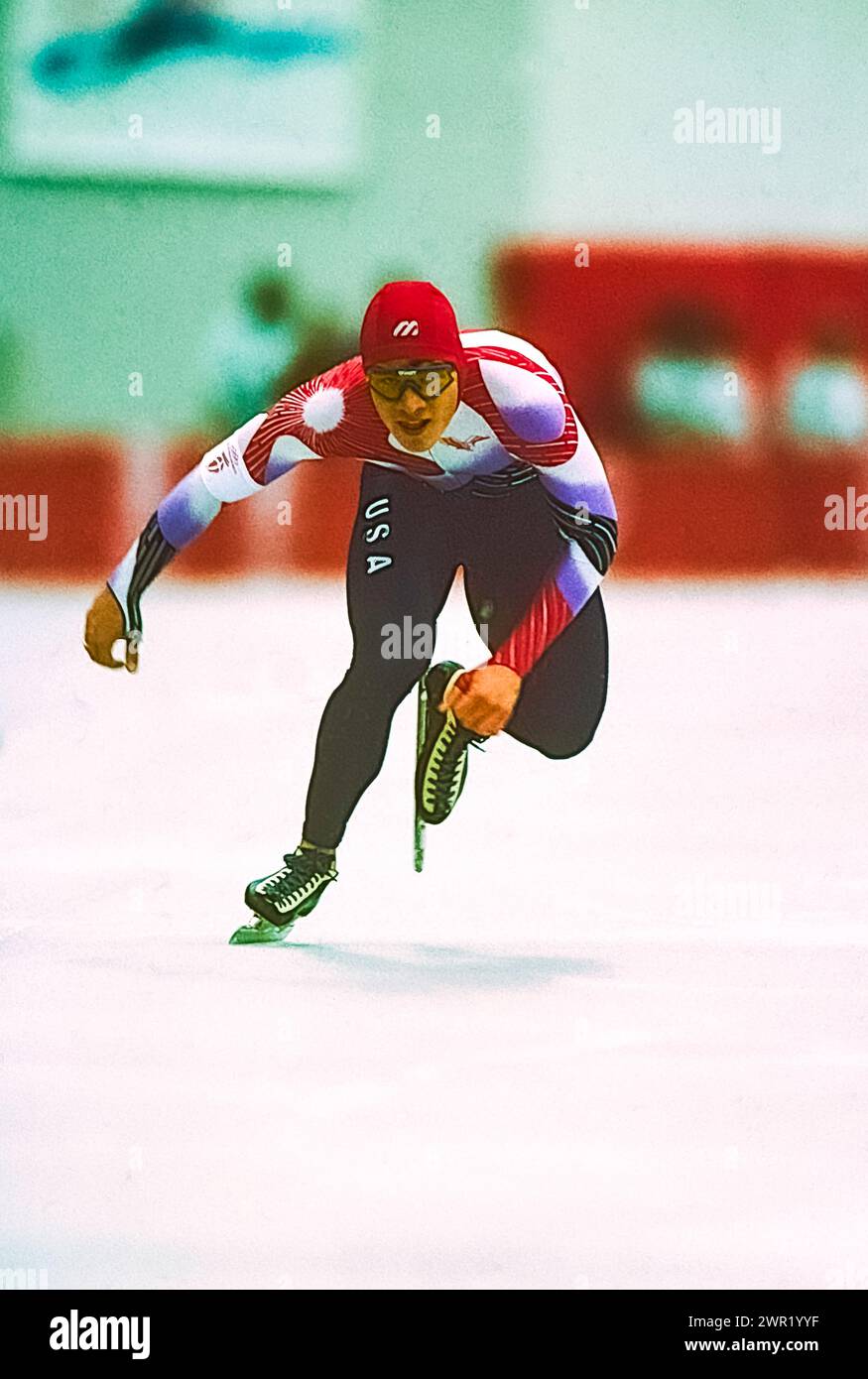 Dave Cruikshank (USA) competing in the Men's 500m at the 1992 Olympic ...