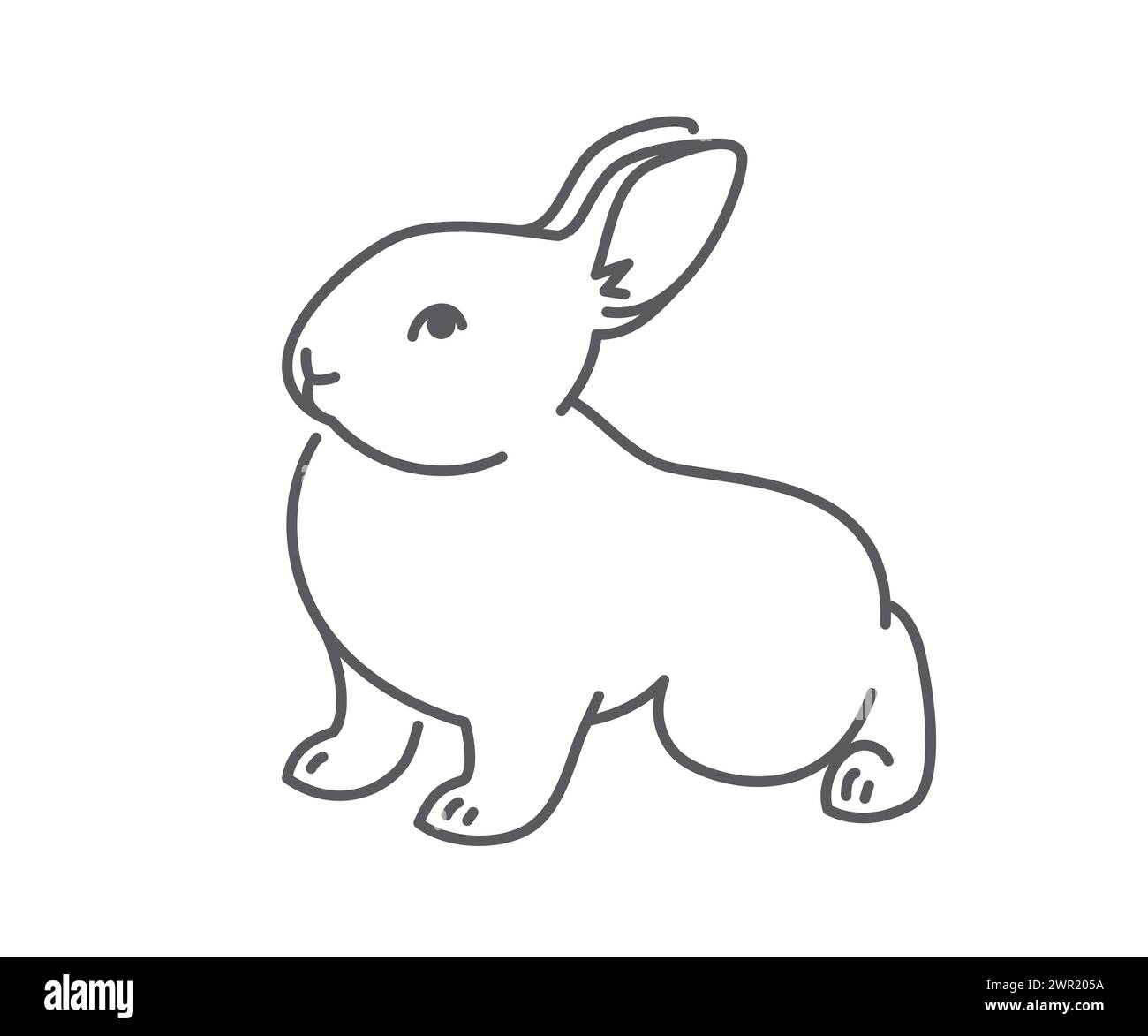 Baby rabbit icon. Cute bunny simple thin line pictogram. Minimal linear ...