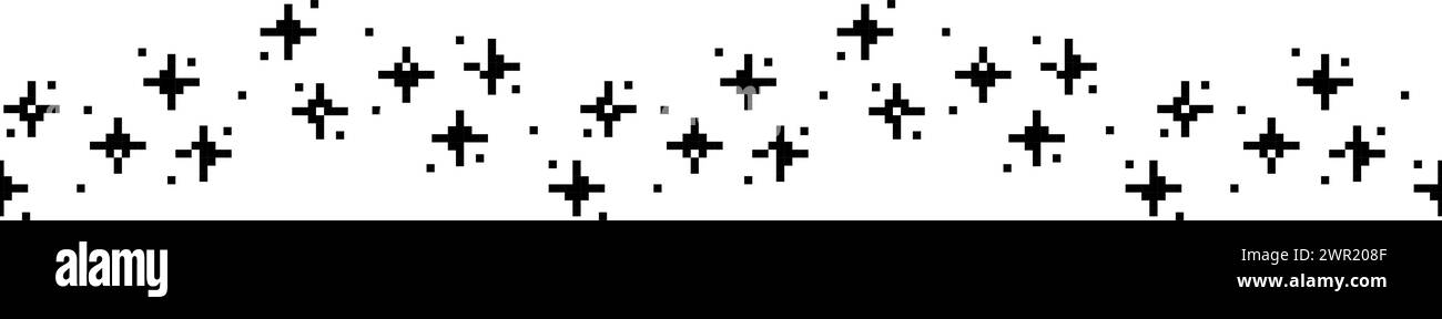 Pixel sparkling stars seamless border vector illustration Stock Vector Image & Art - Alamy