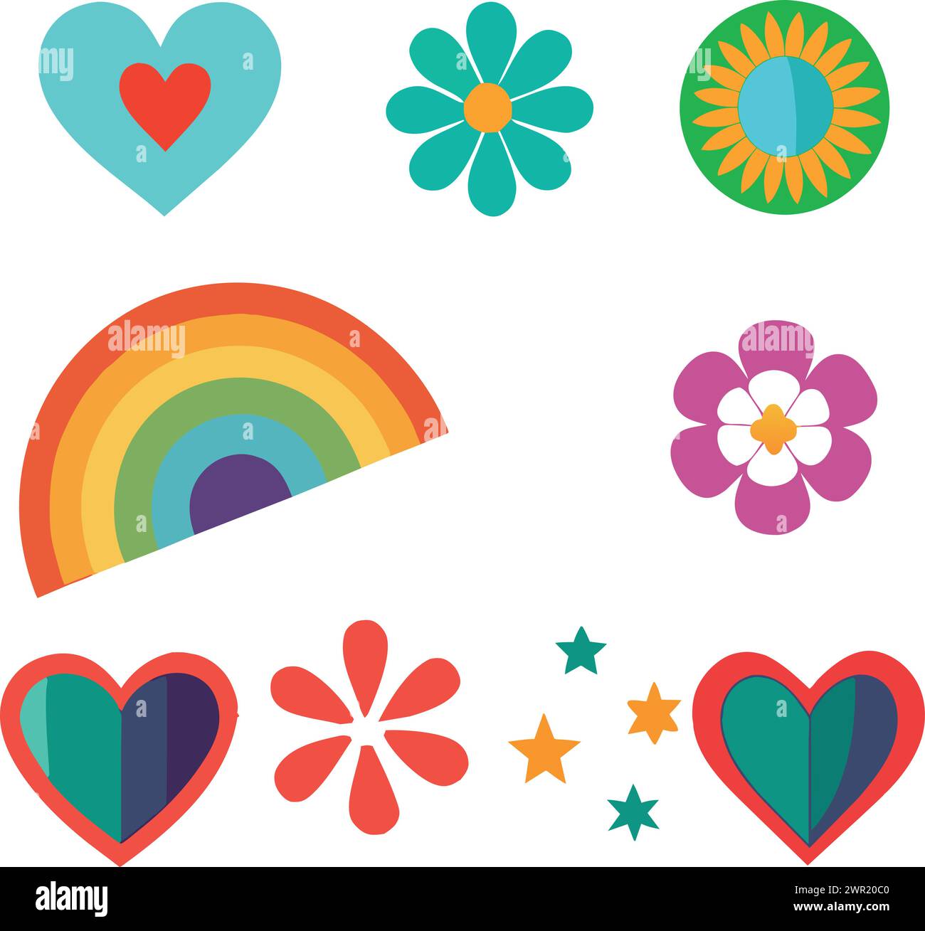 Breathtaking and lovely hipppie rainbow pride vector set Stock Vector ...