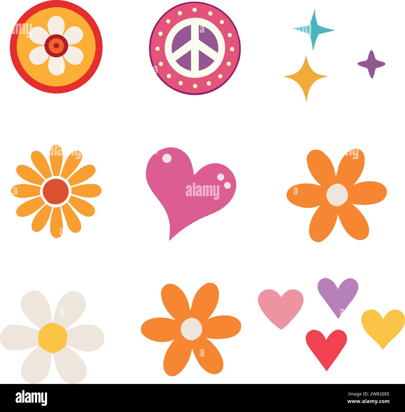 Great and lovely hipppie rainbow pride vector set Stock Vector Image ...