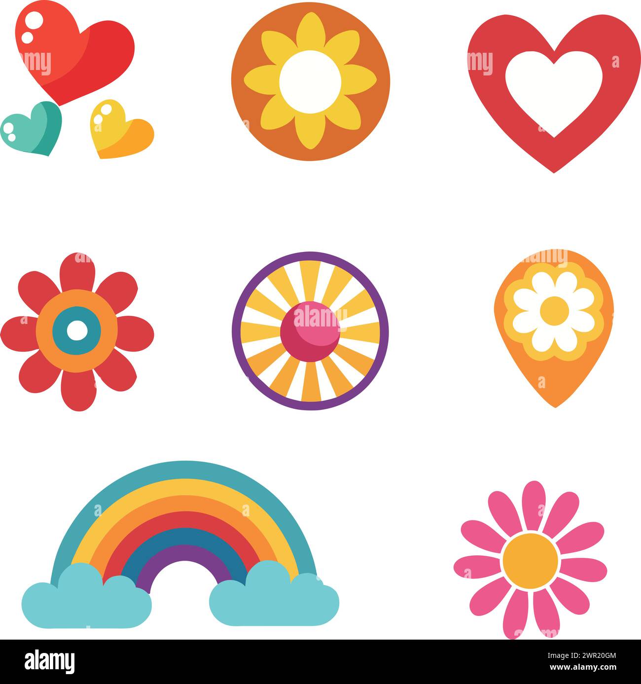 Amazing and lovely hipppie rainbow pride vector set Stock Vector Image ...