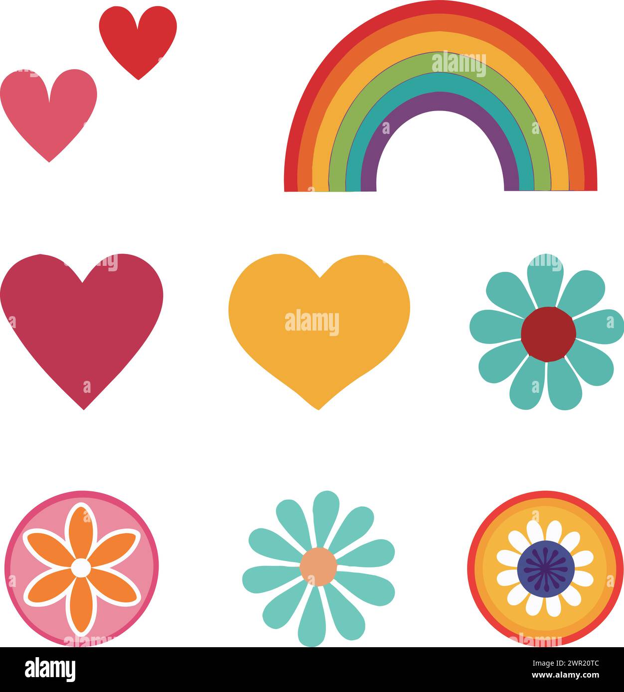 Gorgeous and lovely hipppie rainbow pride vector set Stock Vector Image ...