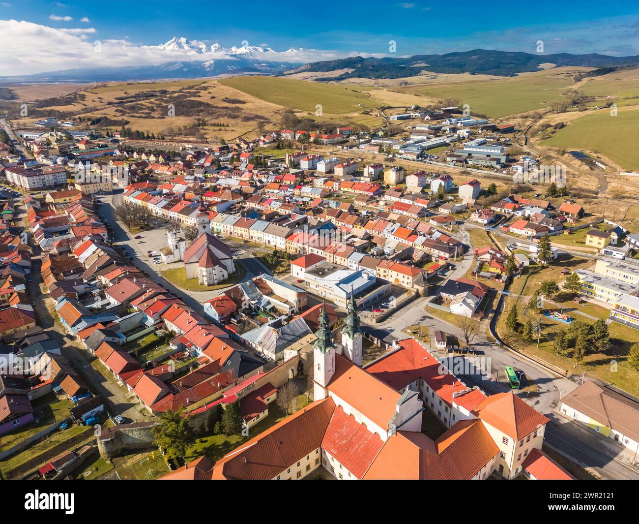 Aerial panoramic view of the of Podolinec in Slovakia, Europe Stock ...