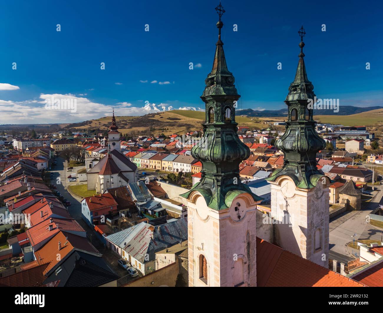 Aerial panoramic view of the of Podolinec in Slovakia, Europe Stock ...