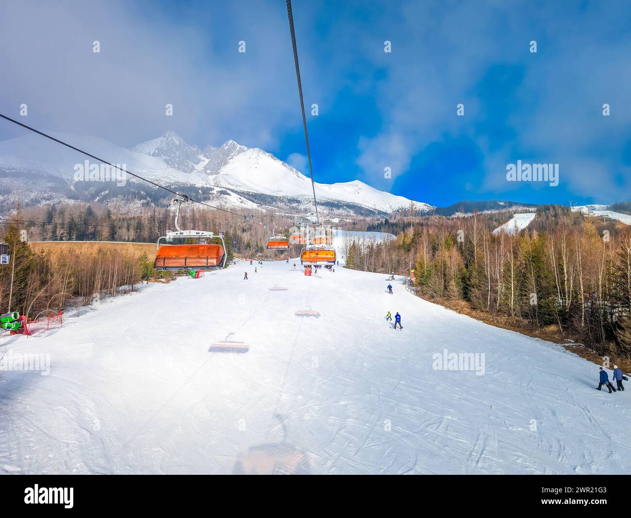 Ski resort with cable cars and lifts, Tatranska Lomnica, Slovakia, High ...