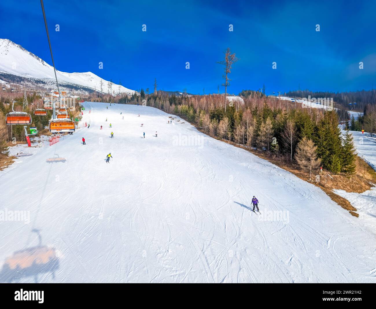 Ski resort with cable cars and lifts, Tatranska Lomnica, Slovakia, High ...