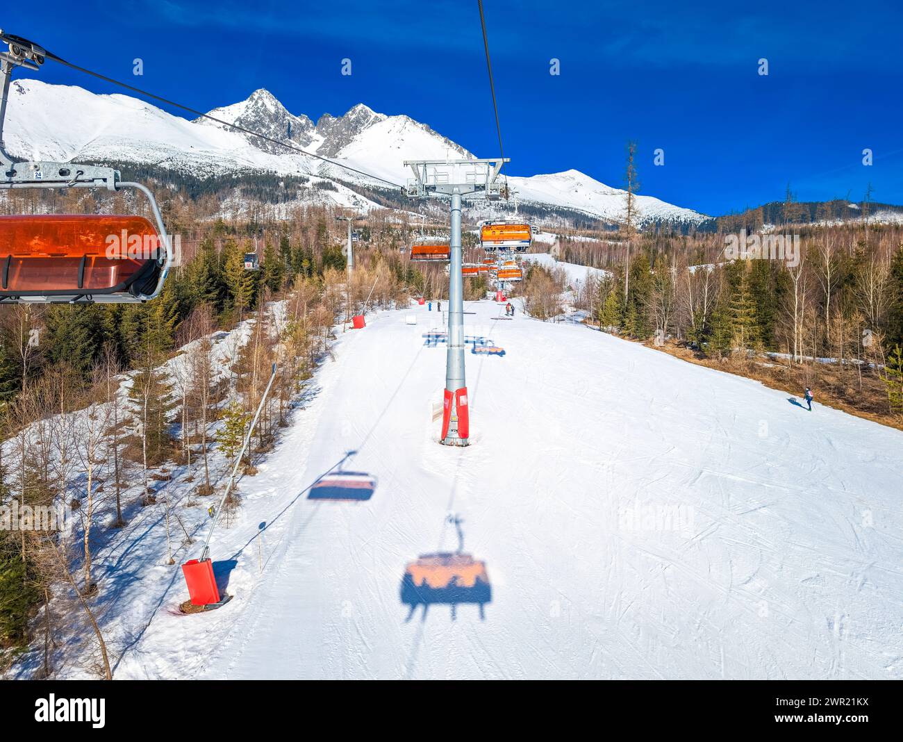 Ski resort with cable cars and lifts, Tatranska Lomnica, Slovakia, High ...