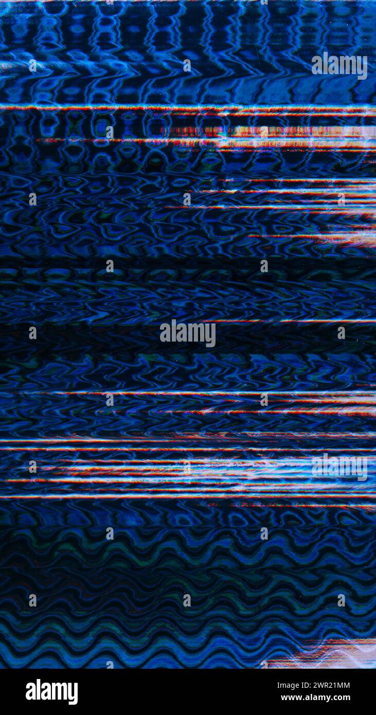Glitch overlay distortion noise blue artifacts Stock Photo - Alamy