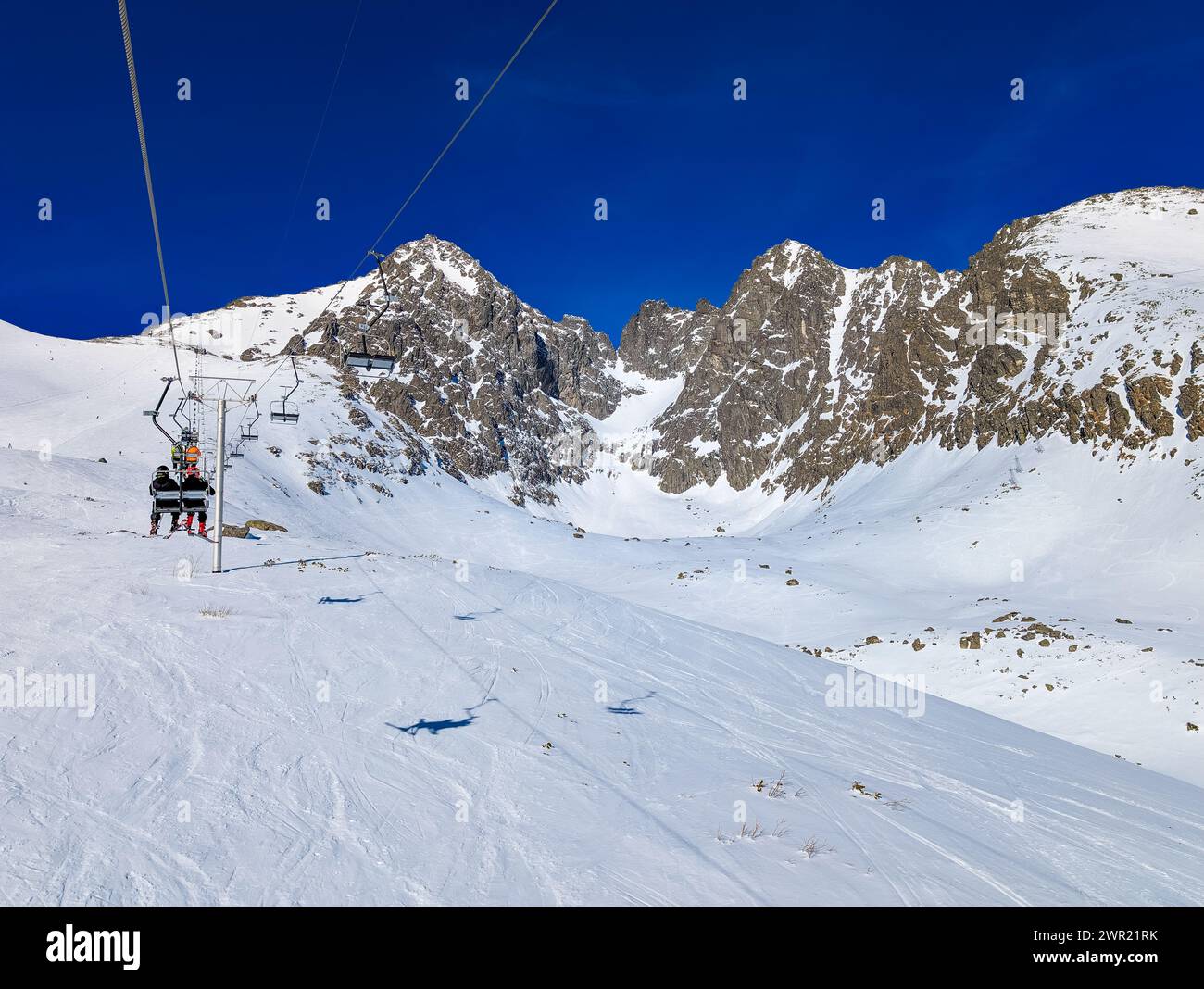 Ski resort with cable cars and lifts, Tatranska Lomnica, Slovakia, High ...