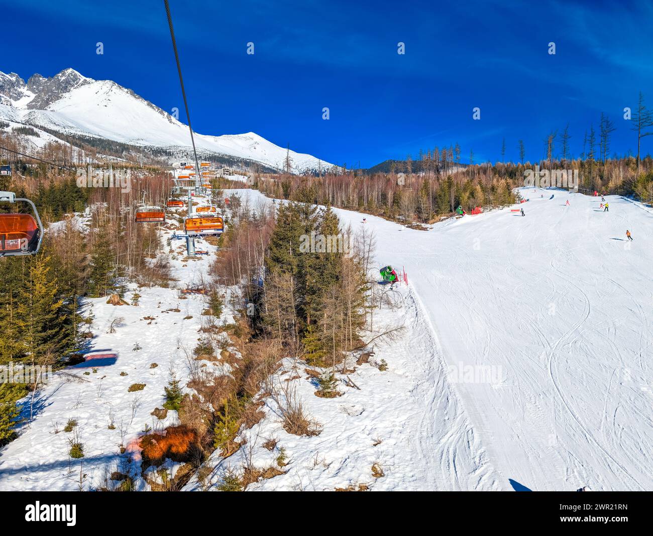 Ski resort with cable cars and lifts, Tatranska Lomnica, Slovakia, High ...