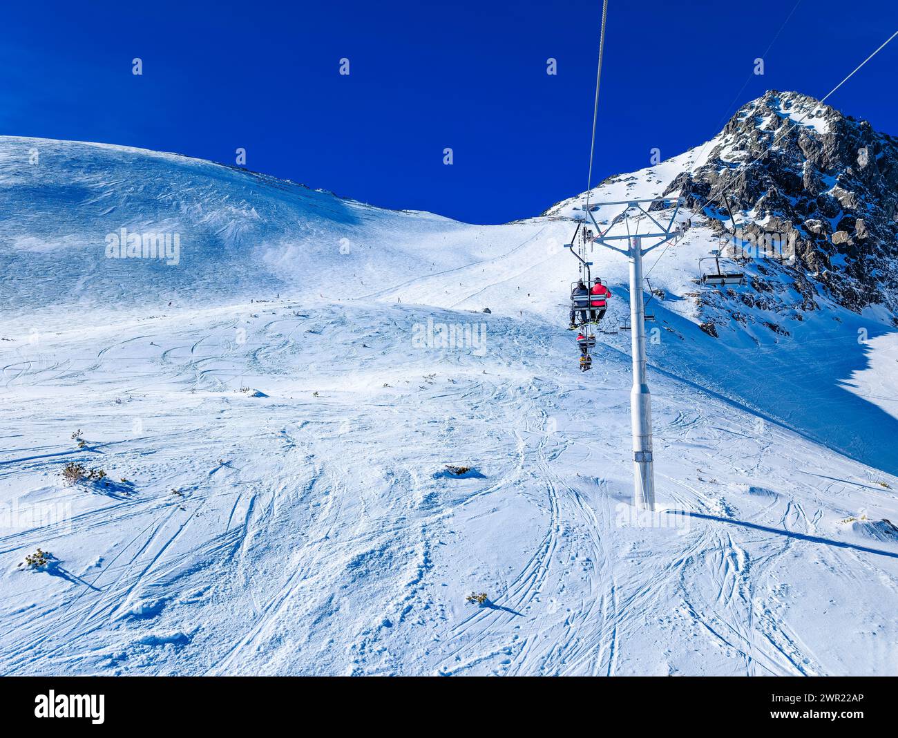 Ski resort with cable cars and lifts, Tatranska Lomnica, Slovakia, High ...