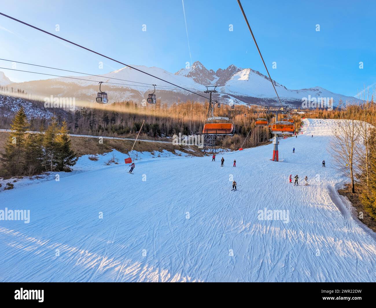 Ski resort with cable cars and lifts, Tatranska Lomnica, Slovakia, High ...