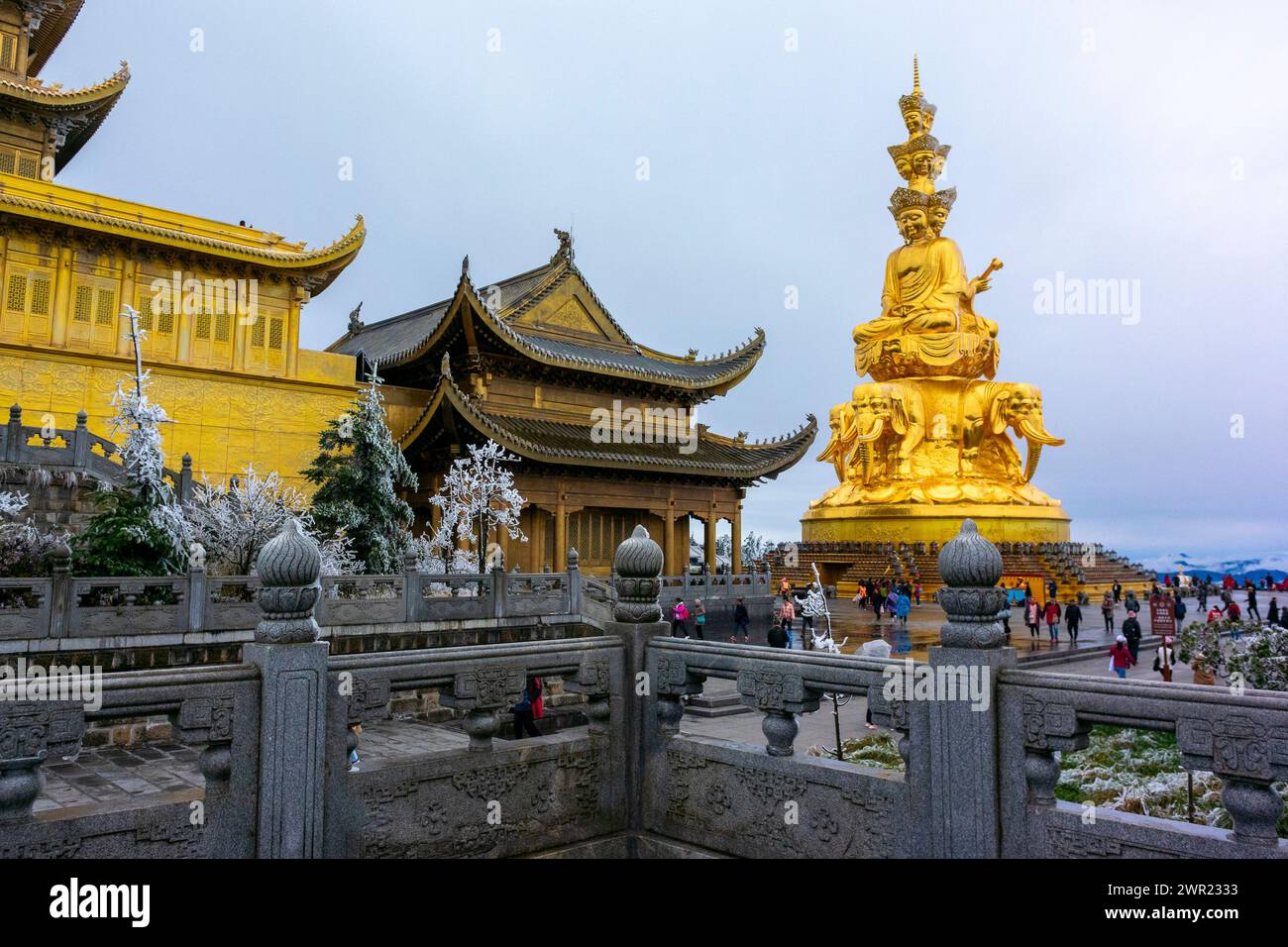 EMEISHAN, China, Large Crowd of people, Tourists, Visiting Historic ...