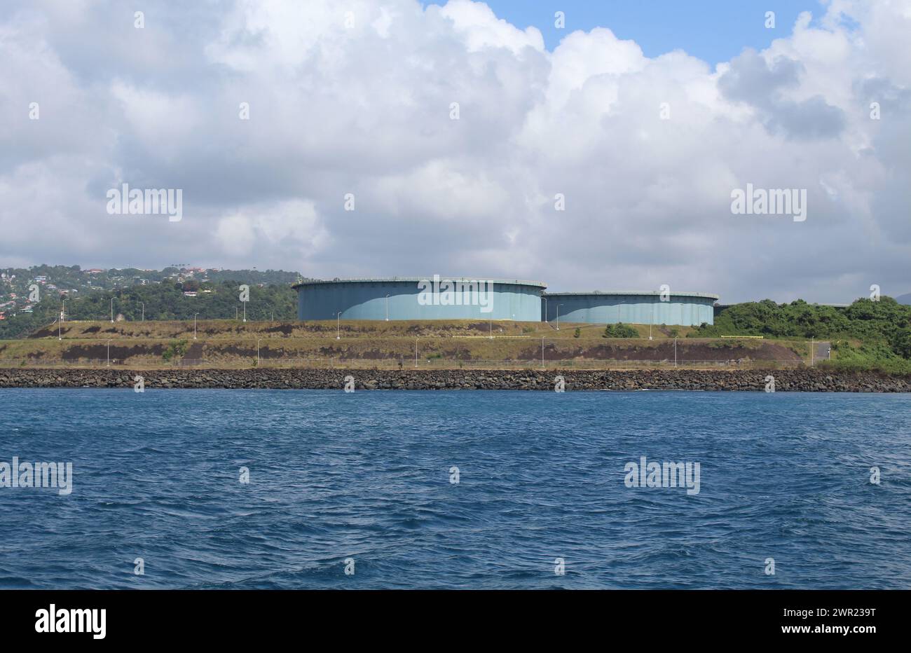 Oil terminals on the Caribbean Sea at Castries, St. Lucia Stock Photo ...