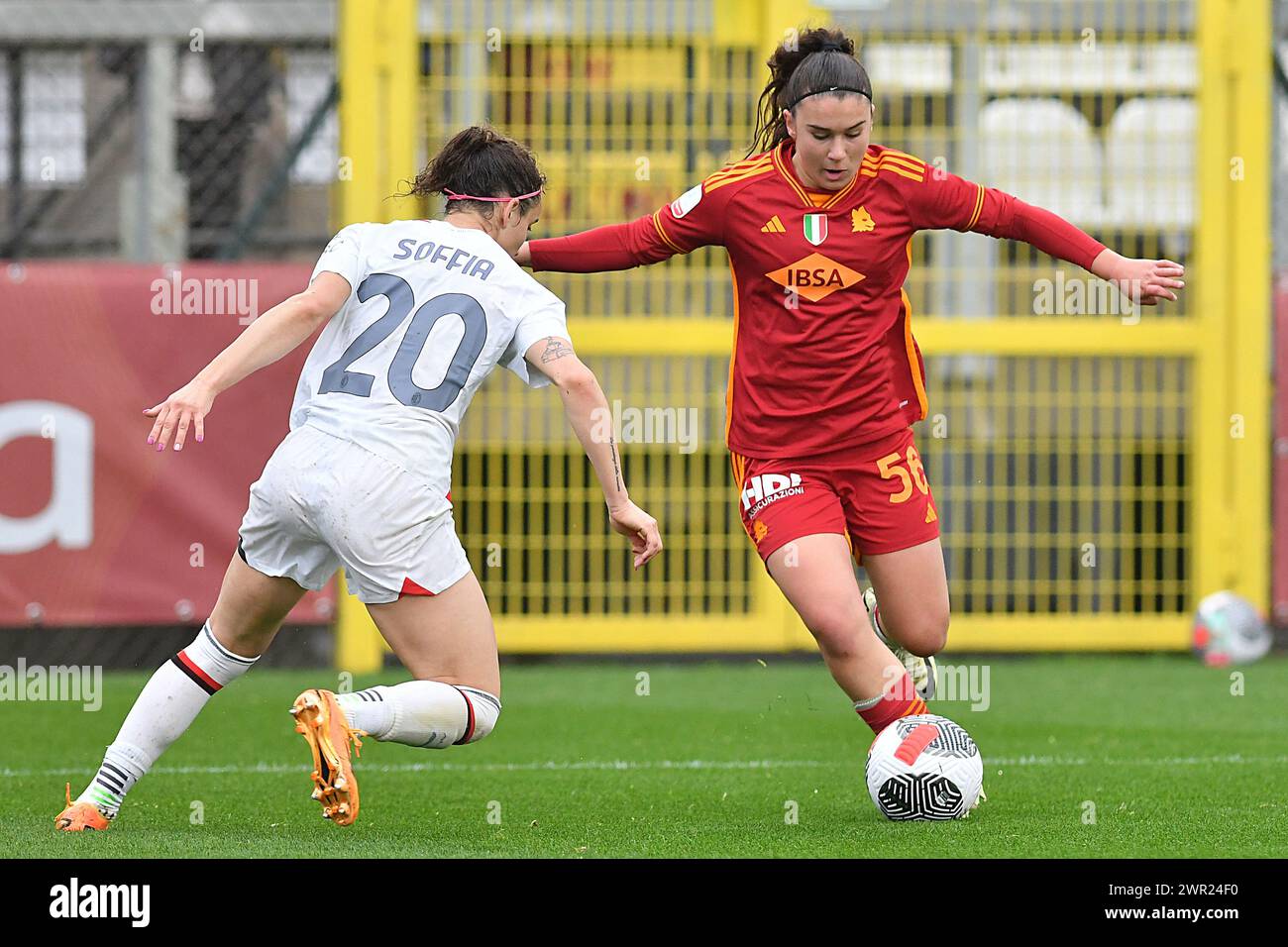 Roma, Lazio. 10th Mar, 2024. Angelica Soffia of Milan, Giada Pellegrino ...