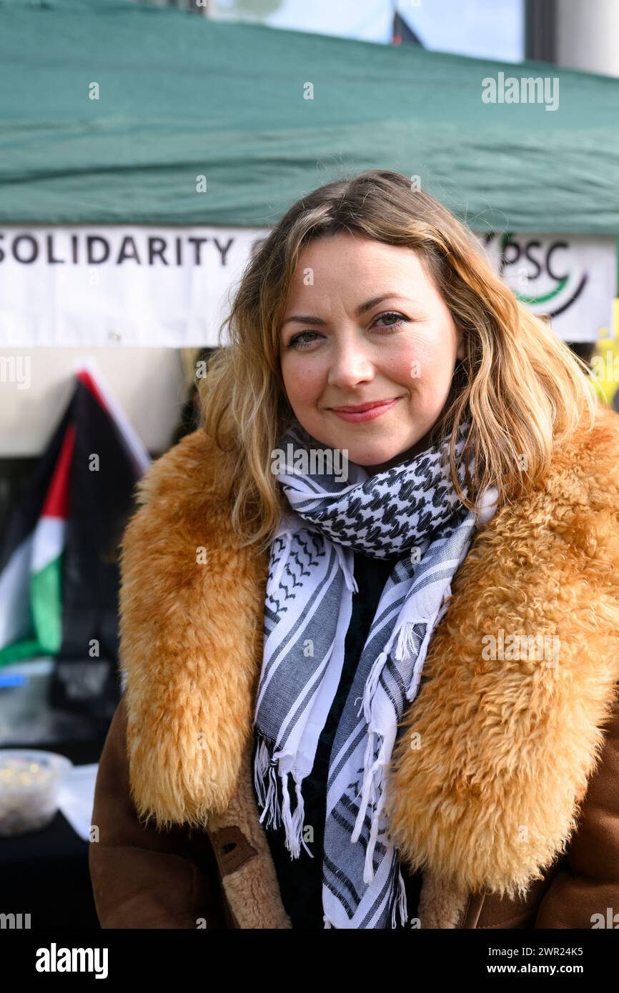 Welsh singer Charlotte Church at the start of a Pro-Palestine march ...