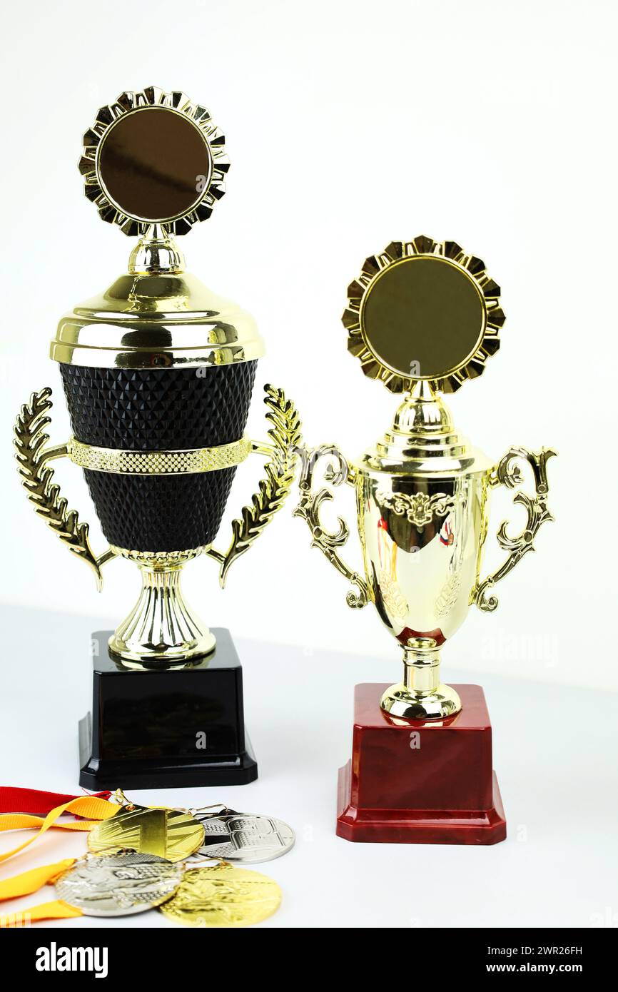 cups and medals for awarding the winners. Sports, competitions Stock ...