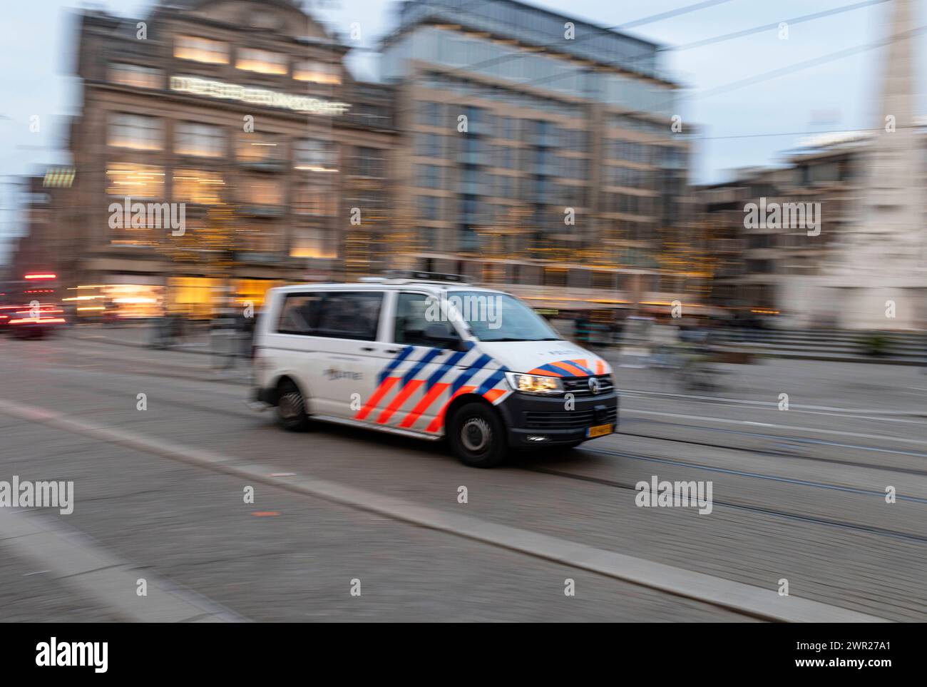 Amsterdam The Netherlands 10th March 2024 Police Volkswagen minivan on ...
