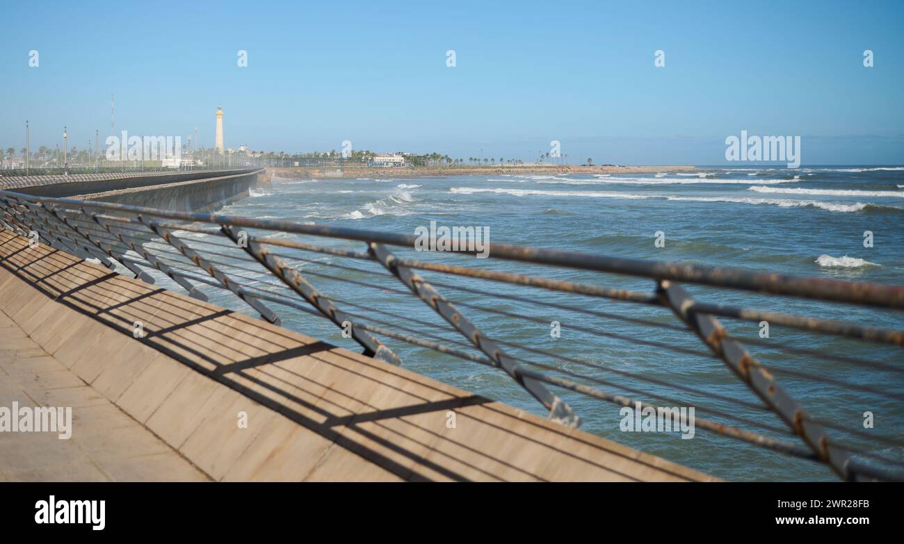 View of sea waves pounding on the headland. Atlantic ocean background ...