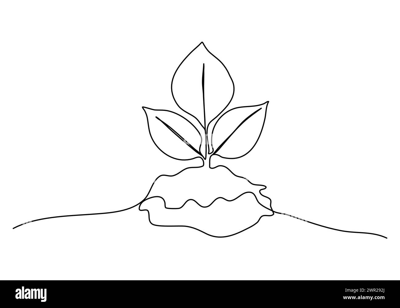 Sprout one line drawing vector illustration Stock Vector Image & Art - Alamy