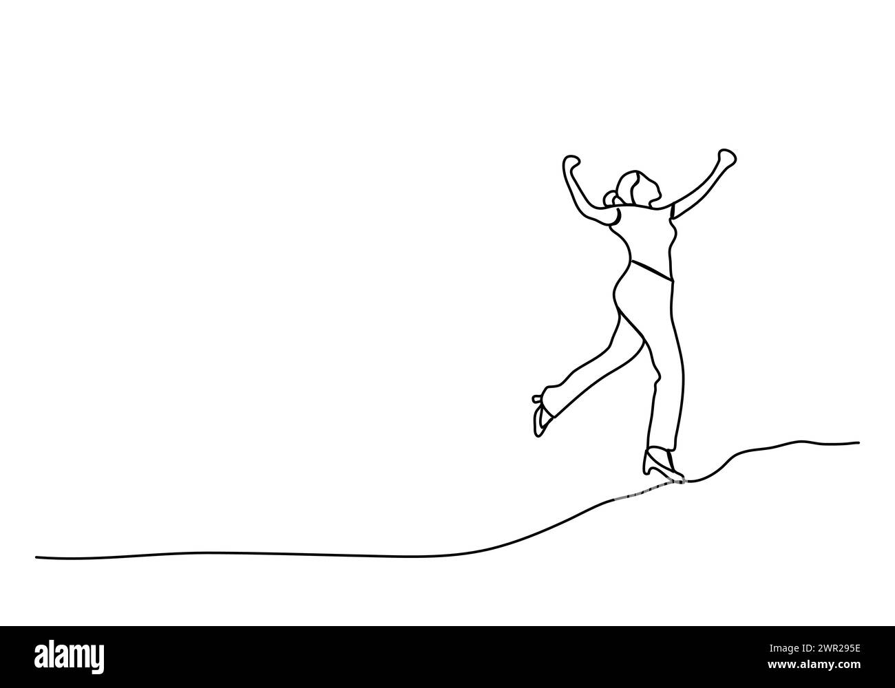 Happy woman. One line drawing vector illustration Stock Vector Image ...