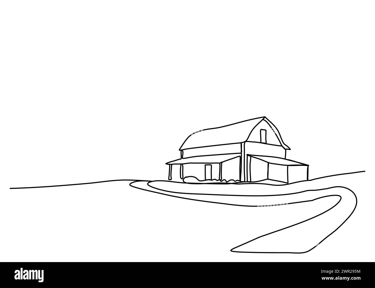 Modern house, one line vector illustration Stock Vector Image & Art - Alamy