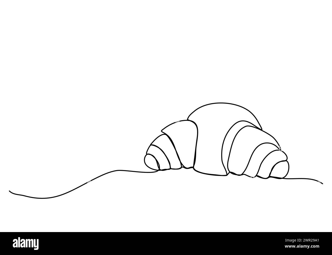 Croissant. One line drawing vector illustration Stock Vector Image ...