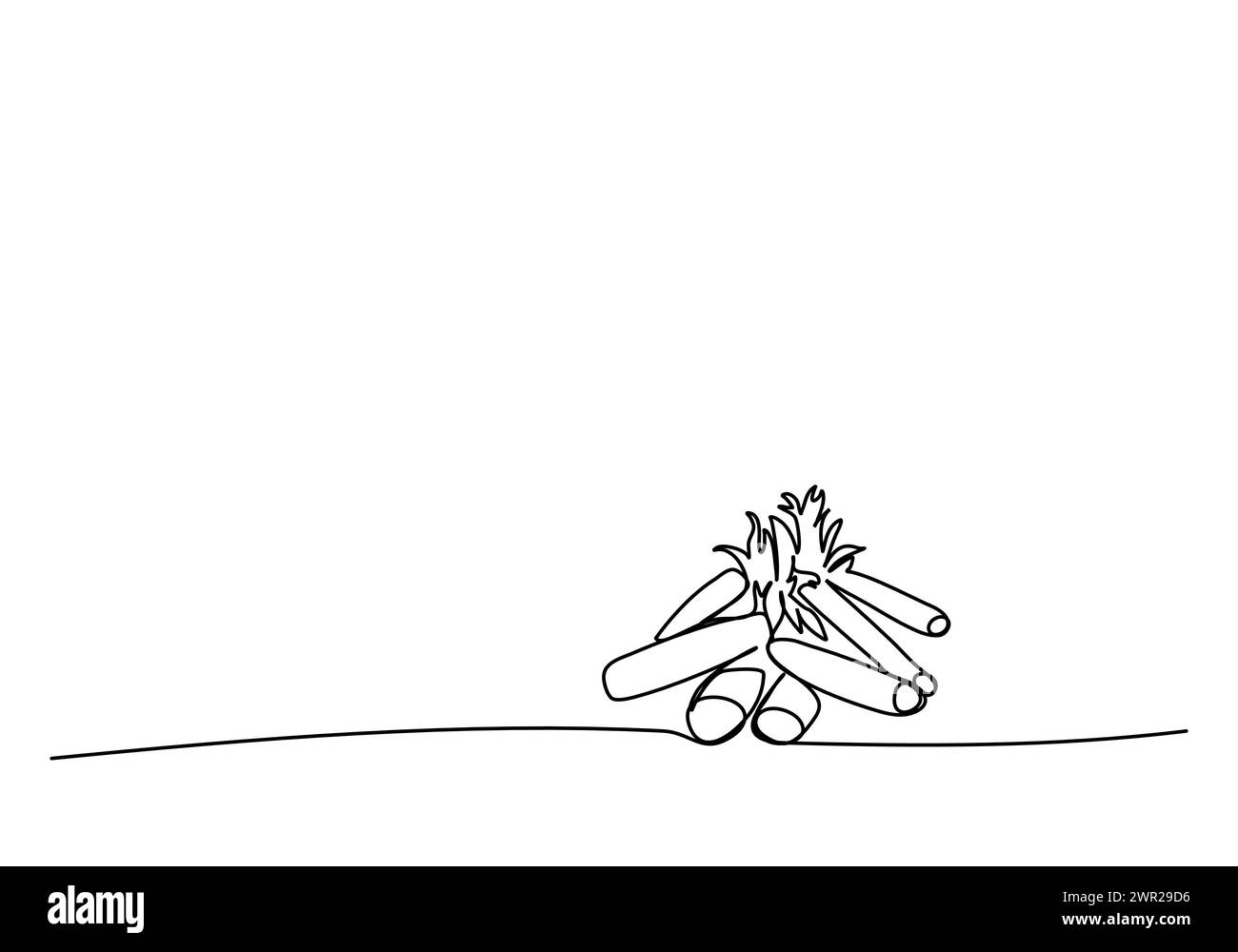 Campfire, one line drawing vector illustration Stock Vector Image & Art ...