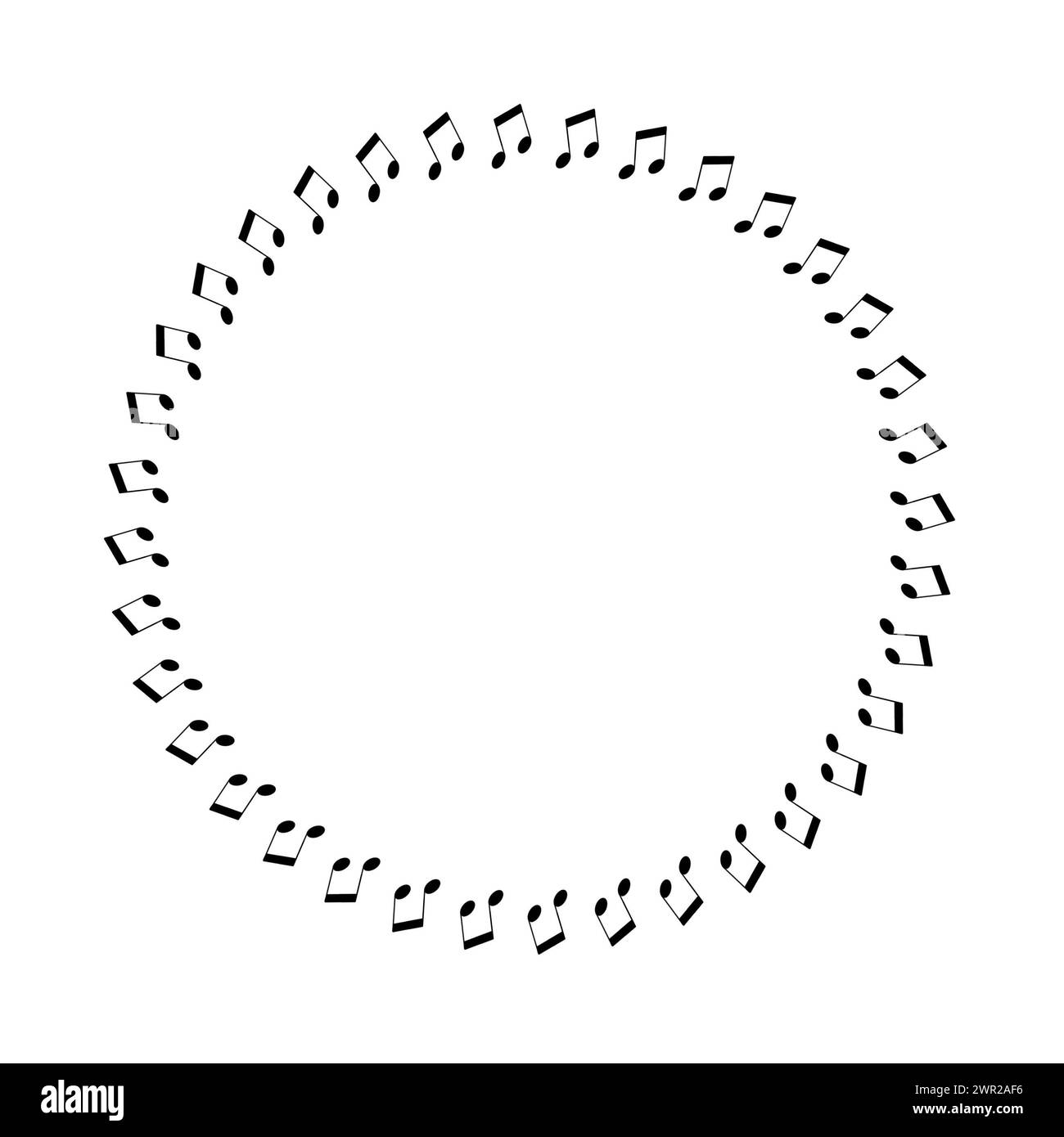 Circle shape frame with music notes isolated on white. Creative design ...