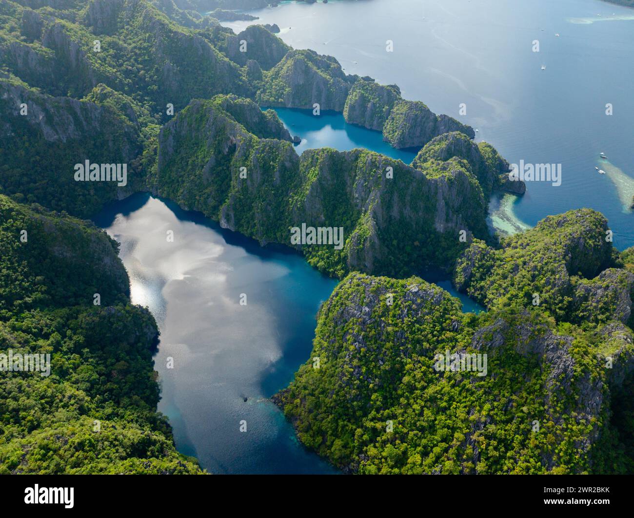 Blue sea and Lagoons with boats. Coron, Palawan. Philippines Stock ...