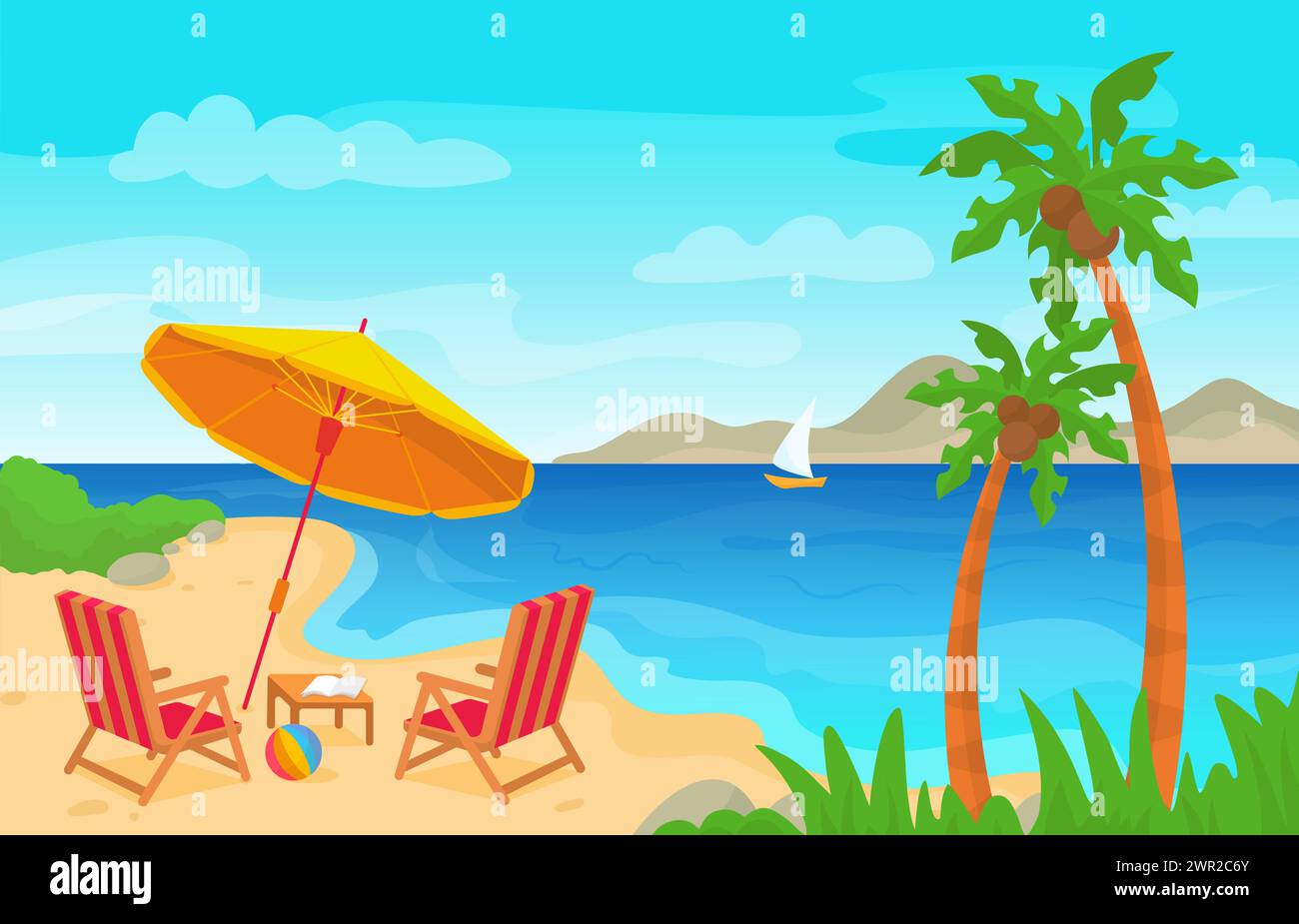 Beach scene cartoon hi-res stock photography and images - Alamy