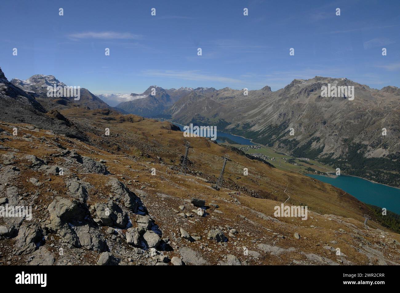 Swiss alps: Glacier lakes in the Upper Engadin near St. Moritz ...