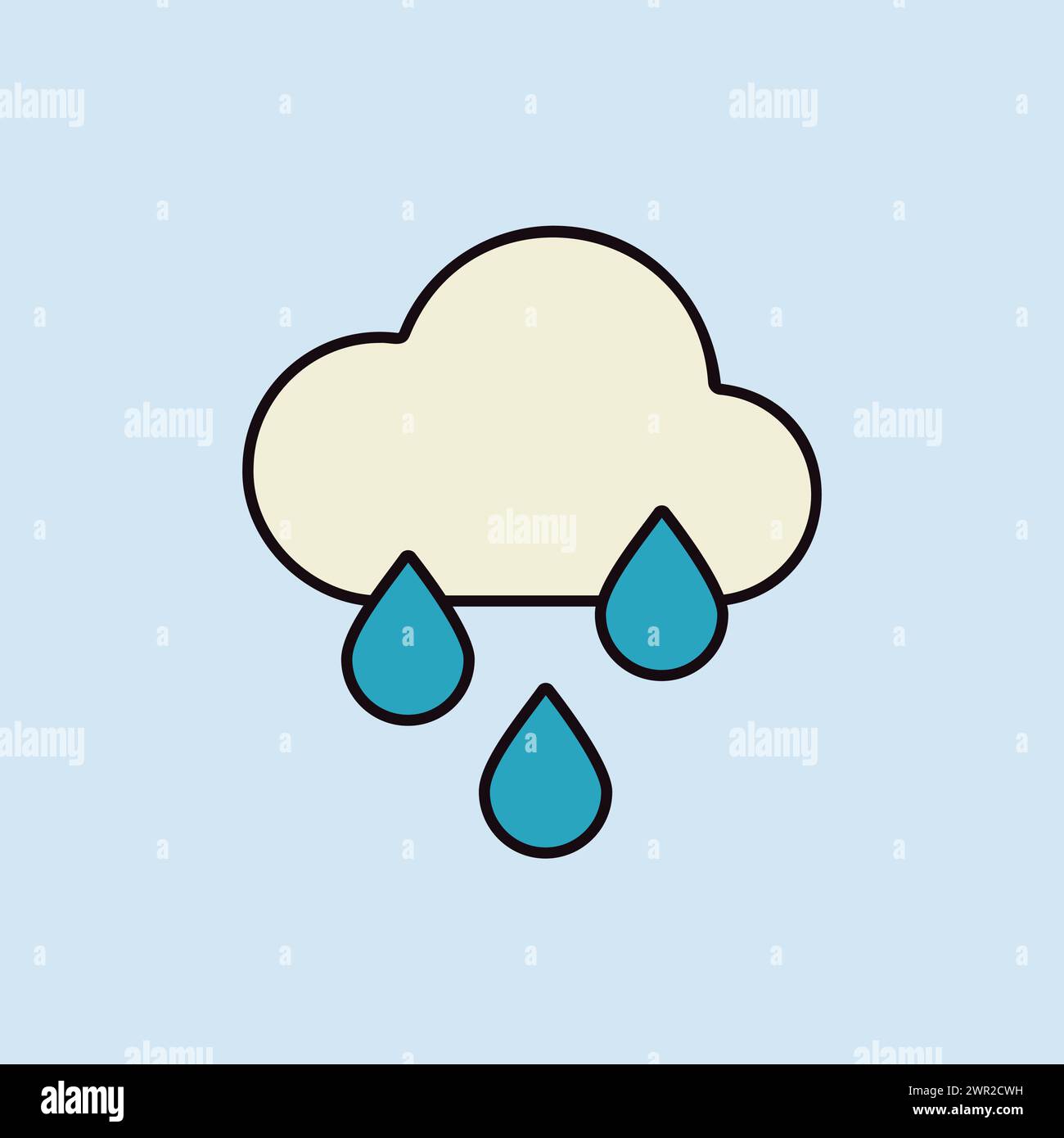 Raincloud with raindrops vector icon. Meteorology sign. Graph symbol ...