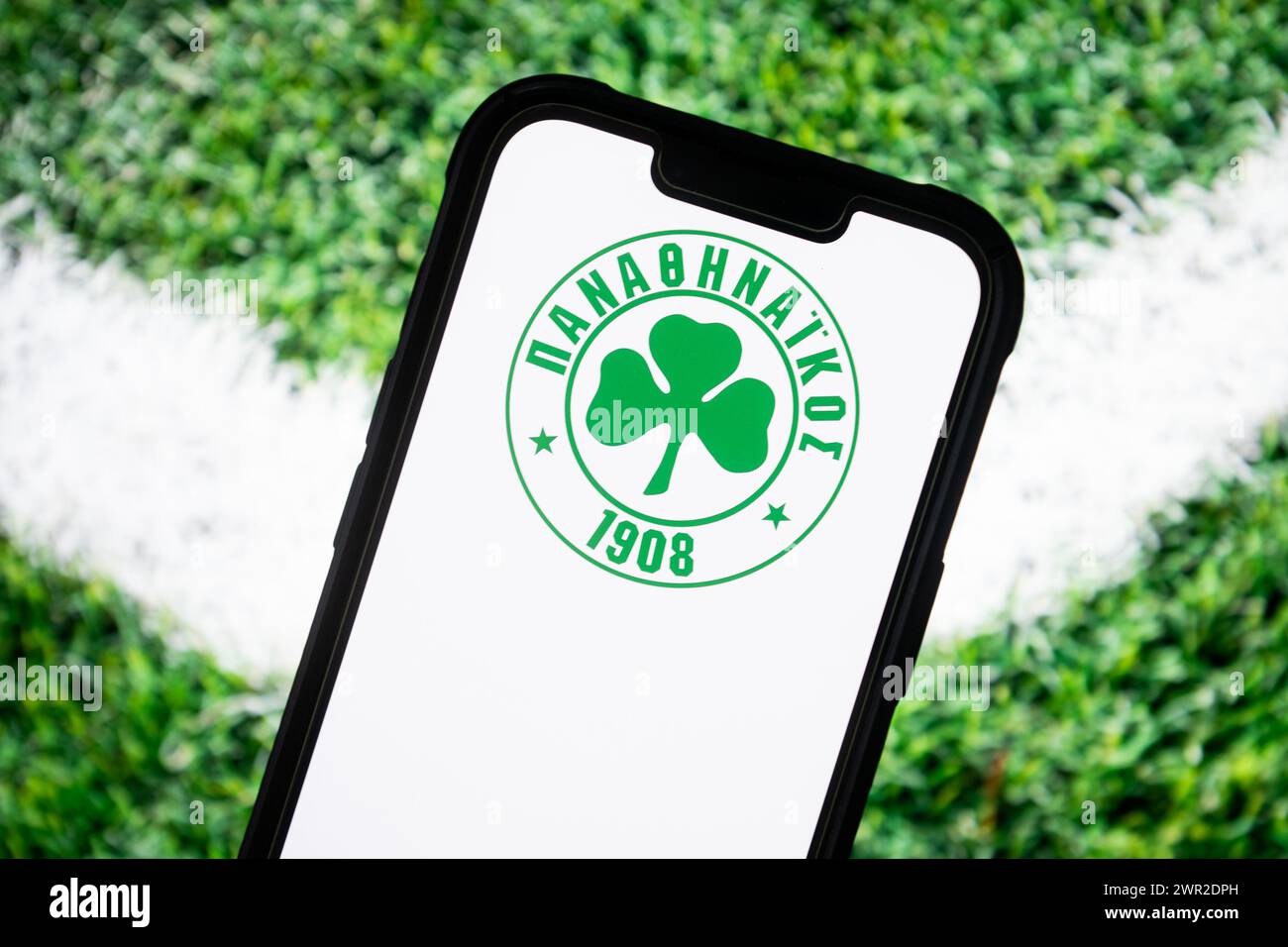 In this photo illustration, a Panathinaikos Athens football club logo ...