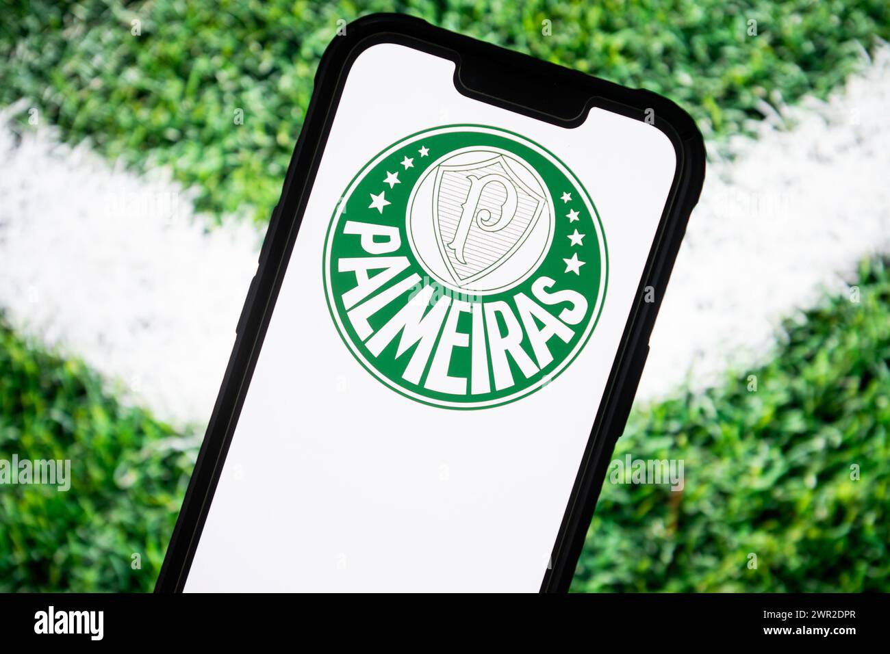 In this photo illustration, a Palmeiras football club logo seen ...