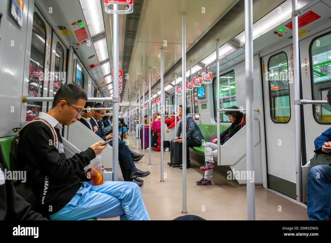Shanghai, CHINA, Wide Angle View, Crowd People sitting, Traveling ...