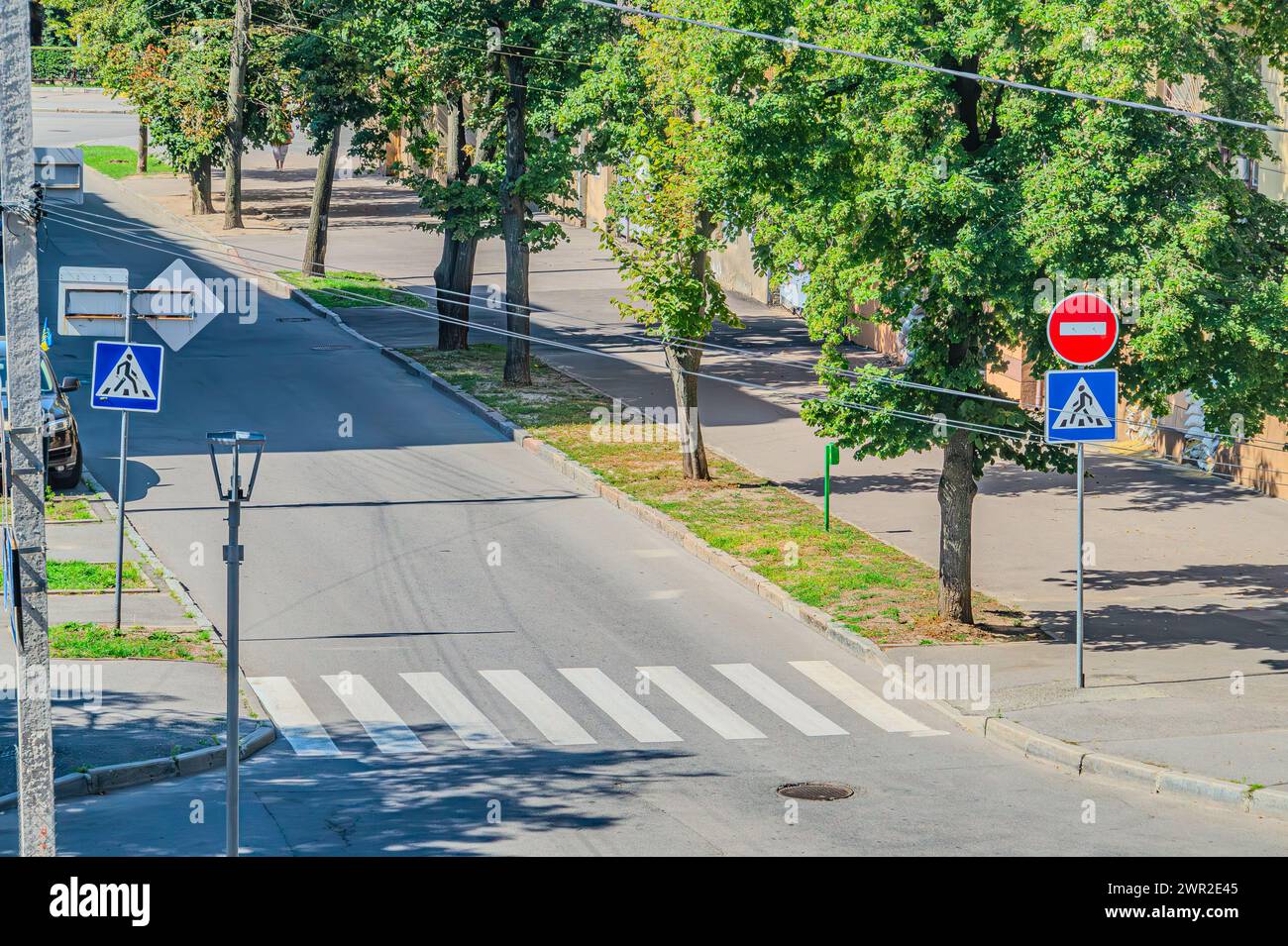 zebra traffic walk way. crosswalk on the road for safety when people ...