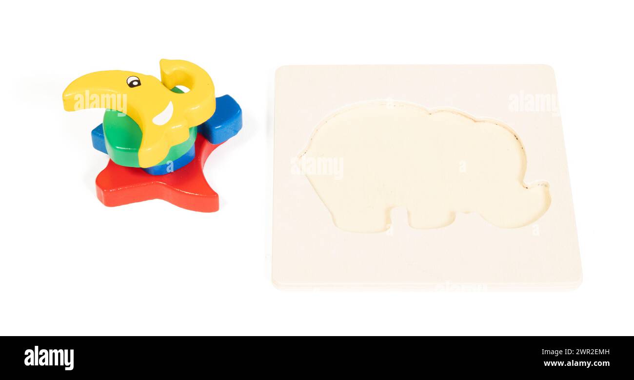 Elephant puzzle pieces for a toddler, isolated Stock Photo - Alamy